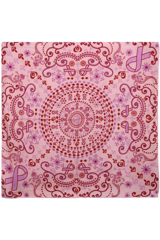 Pink Ribbon Bandana 22x22