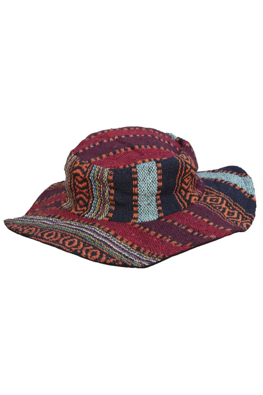 Floppy Woven Hat - Brick Stripe